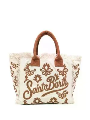 MC2 SAINT BARTH Vanity Rug Embroidered Fringed Tote Bag