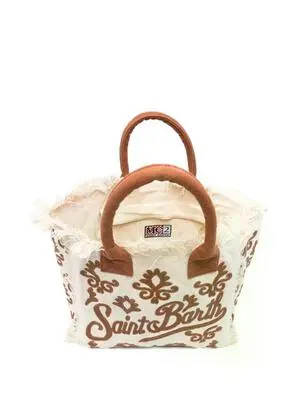 MC2 SAINT BARTH Vanity Rug Embroidered Fringed Tote Bag