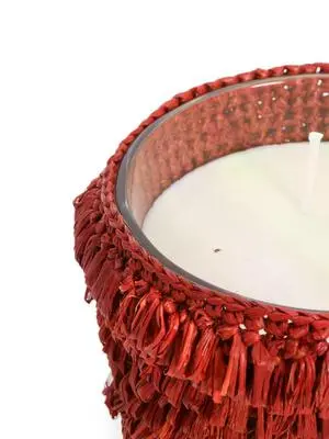 IBELIV Fringed Raffia-cover Candle