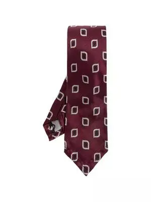 Dsquared2 Geometric Print Silk Neck Tie - Red