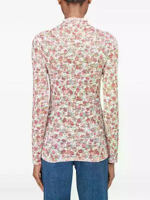 Collina Strada Floral Print Sheer Long Sleeve Top