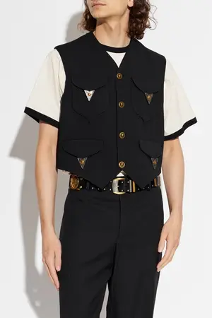 Versace Wool Vest With Appliqués