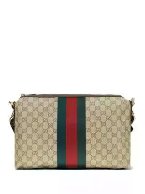 Gucci Gg Supreme Web Shoulder Bag - Neutrals