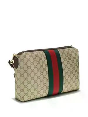 Gucci Gg Supreme Canvas Shoulder Bag With Web Stripe