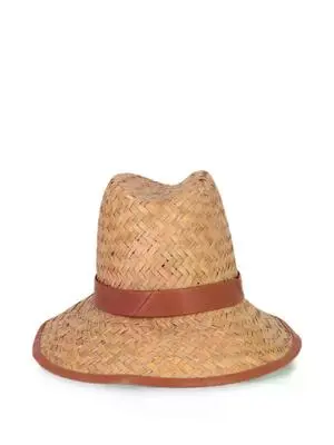 LUXURY SUPPLY Woven Hat With Leather Trim