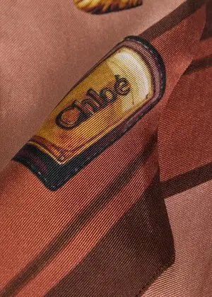 Chloé Paddington Slim Printed Silk Scarf - Brown