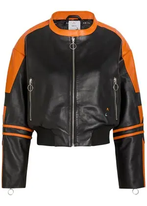 AN-Y1 Biker Colour-blocked Leather Jacket