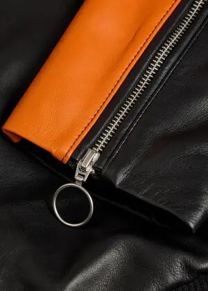 AN-Y1 Biker Colour-blocked Leather Jacket