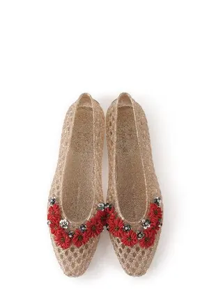 HEAVENLY JELLY Glittered Floral Ballet Flats