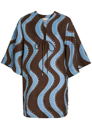 ALEMAIS Alémais Frankie Printed Linen Mini Dress - Blue