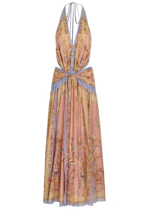 Zimmermann Indra Metallic Cotton And Silk-blend Midi Dress - Pink