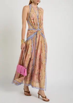 Zimmermann Indra Metallic Cotton And Silk-blend Midi Dress - Pink