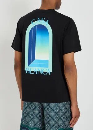 Casablanca Gradient Arch Printed Cotton T-shirt - Black