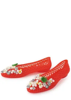 HEAVENLY JELLY Flower Embellished Jelly Ballet Flats