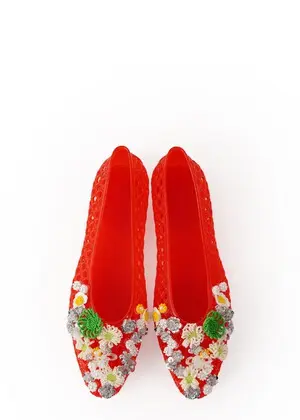 HEAVENLY JELLY Flower Embellished Jelly Ballet Flats