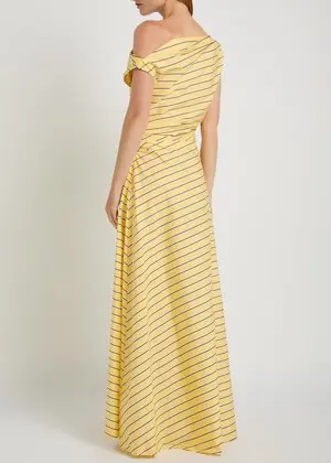 Staud Phare Striped Cotton-poplin Maxi Dress - Yellow