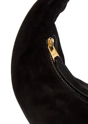 Khaite Olivia Mini Suede Hobo Top Handle Bag - Black