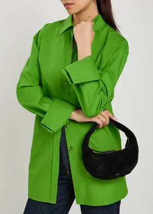 Khaite Olivia Mini Suede Hobo Top Handle Bag - Black