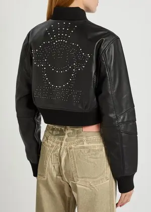 AN-Y1 Embellished Leather Bomber Jacket