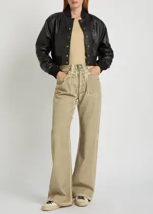 AN-Y1 Embellished Leather Bomber Jacket