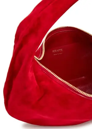 Khaite Olivia Mini Suede Hobo Bag - Red