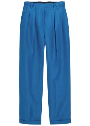 Versace Wool And Linen-blend Trousers - Blue