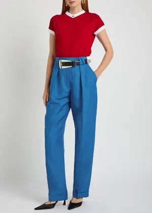 Versace Wool And Linen-blend Trousers
