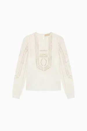 Ulla Johnson Marlowe Cotton Top With Lace Appliqués - Pristine