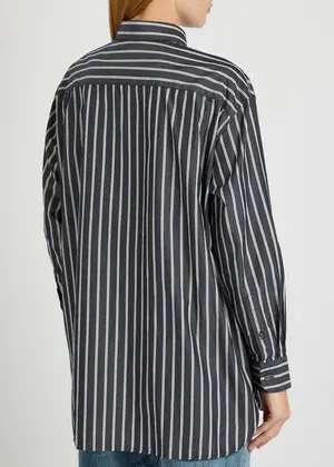 NILI LOTAN Yorke Striped Cotton-poplin Shirt - Grey