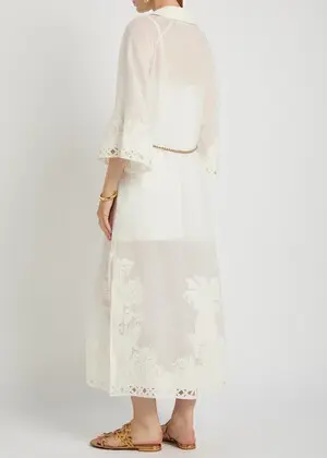Zimmermann Indra Embroidered Ramie Maxi Dress