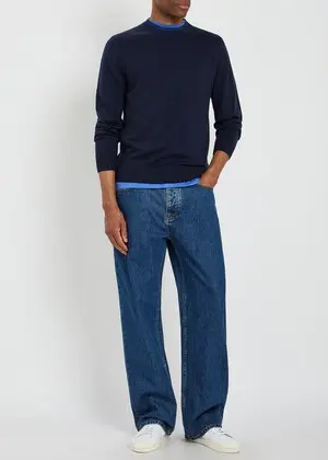 Paul Smith Logo Embroidered Merino Wool Crew Neck Jumper