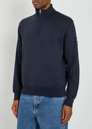SANDBANKS Logo-appliquéd Quarter-zip Cotton Sweatshirt