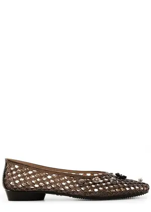 HEAVENLY JELLY Embellished Ballet Flats - Black