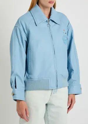 AN-Y1 Cargo Bomber Logo-embossed Leather Bomber Jacket