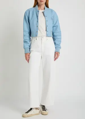 AN-Y1 Queen Stud-embellished Leather Cropped Bomber Jacket
