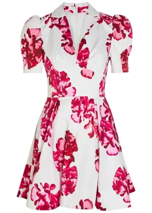 Rebecca Vallance Damask Floral-print Stretch-cotton Mini Dress - Multicoloured