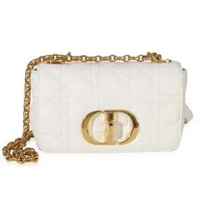 Dior Supple Calfskin Cannage Caro Chain Bag - White