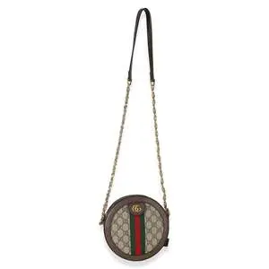 Gucci Gg Supreme Canvas Mini Ophidia Round Shoulder Bag - Brown