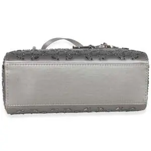 Dior Grey Satin Crystal Cannage Lady Bag - Gray