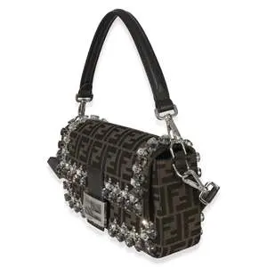 Fendi Ff Jacquard Baguette Bag With Strass Crystal Embellishments