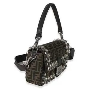 Fendi Ff Jacquard Baguette Bag With Strass Crystal Embellishments