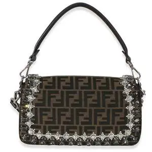Fendi Ff Jacquard Baguette Bag With Strass Crystal Embellishments