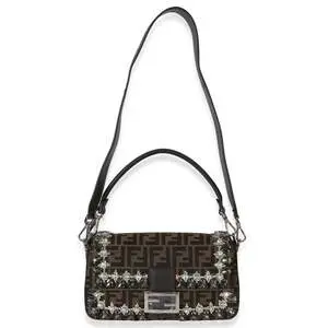 Fendi Ff Jacquard Baguette Bag With Strass Crystal Embellishments