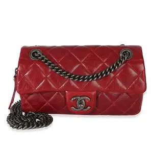 Chanel Quilted Glazed Calfskin Duo Color Flap Bag - Red