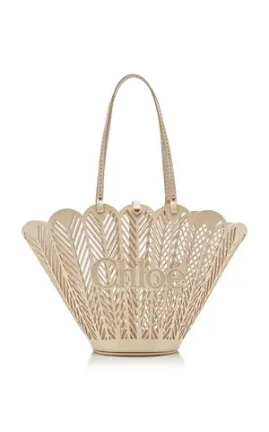 Chloé Soleil Patent Leather Tote Bag - White