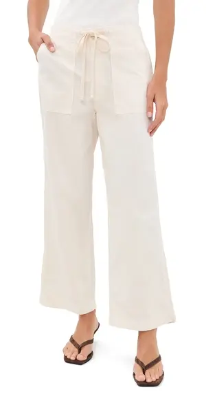 AMO Easy Drawstring Slouch Crop Trousers - Bone