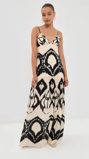 Johanna Ortiz Zea Palm Maxi Dress - Ecru/black