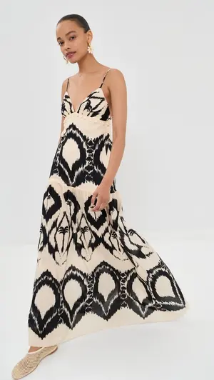 Johanna Ortiz Zea Palm Maxi Dress - Ecru/black