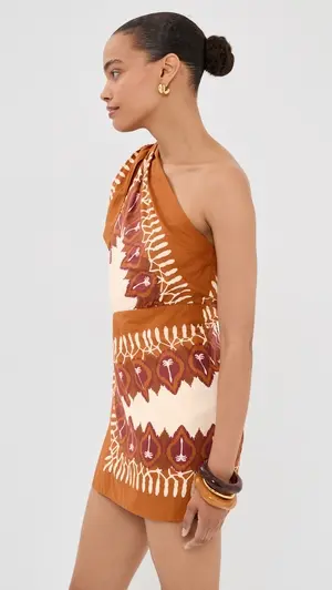 Johanna Ortiz One-shoulder Mini Dress With Abstract Print