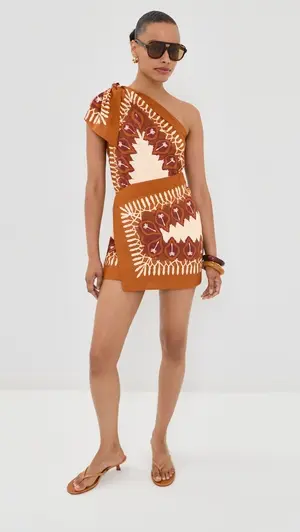 Johanna Ortiz One-shoulder Mini Dress With Abstract Print